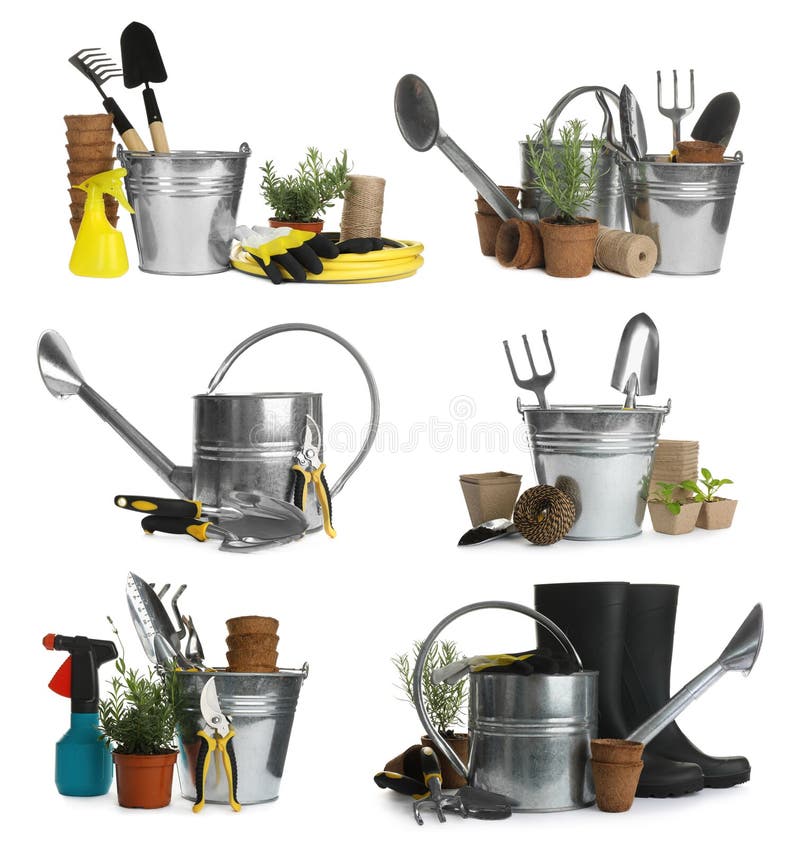 Set of Different Gardening Tools on White Background Stock Image ...