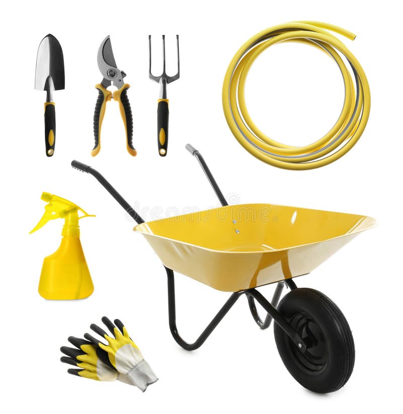 Set with Different Gardening Tools on White Background Stock Image ...
