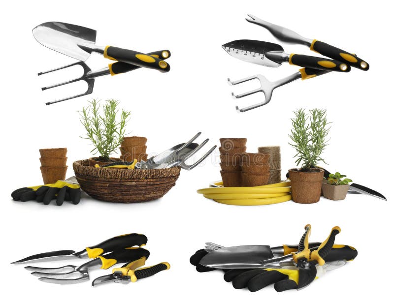 Set of Different Gardening Tools on White Background Stock Image ...