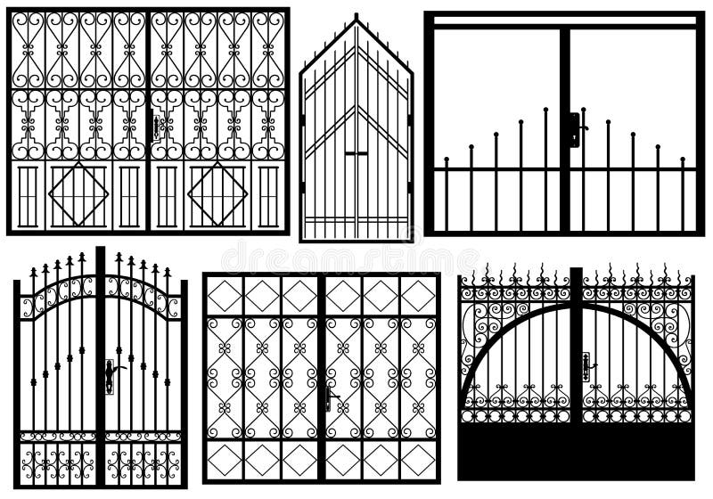 Set of Iron Wrought Fences, Gates, Signboards, Lan Stock Vector ...