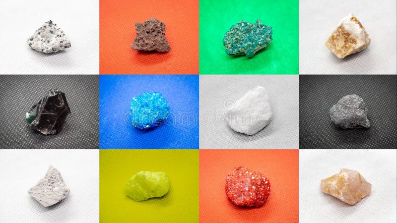 Set of Different Geological Specimens of Natural Mineral Stock Photo ...