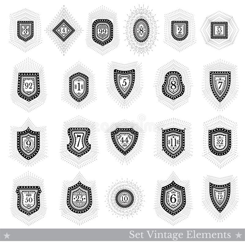 Set of Different Geometric Shields with Light Ray Stock Vector ...