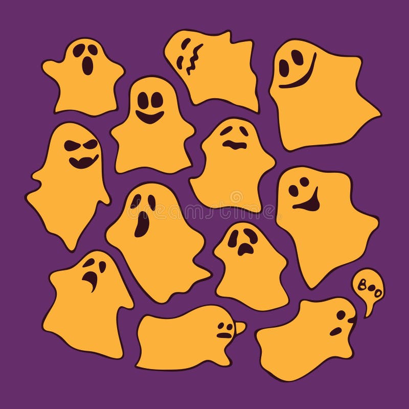 Set of Different Ghosts. Good and Evil Ghosts with Different Faces. for ...