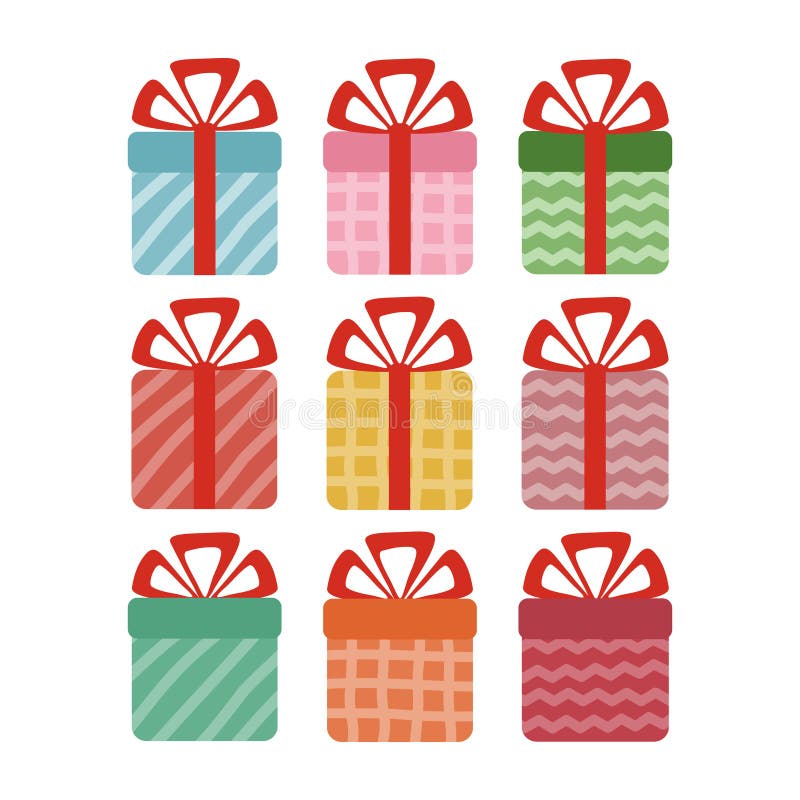 Set of Different Gift Boxes. Colorful Gift Boxes Stock Vector ...