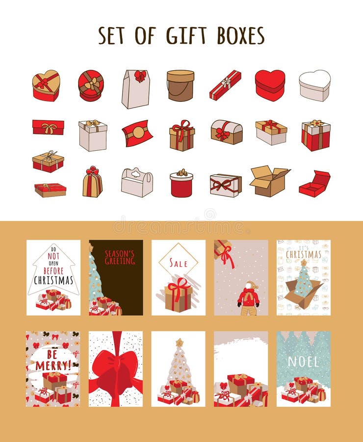 Set of Different Gift Boxes. Greeting Card Set Stock Vector ...