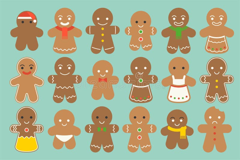 Set Of Different Gingerbread Man Stock Vector - Illustration of cookie ...