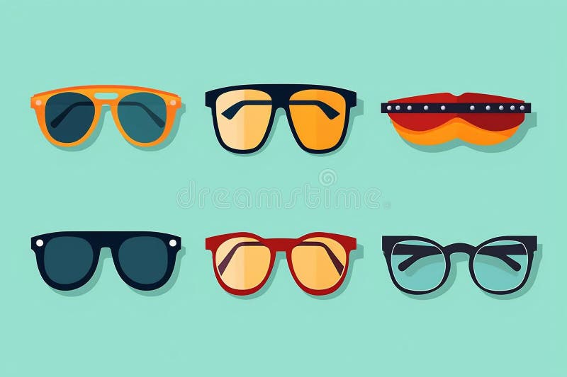 Set of Different Glasses in Cartoon Style Stock Illustration ...