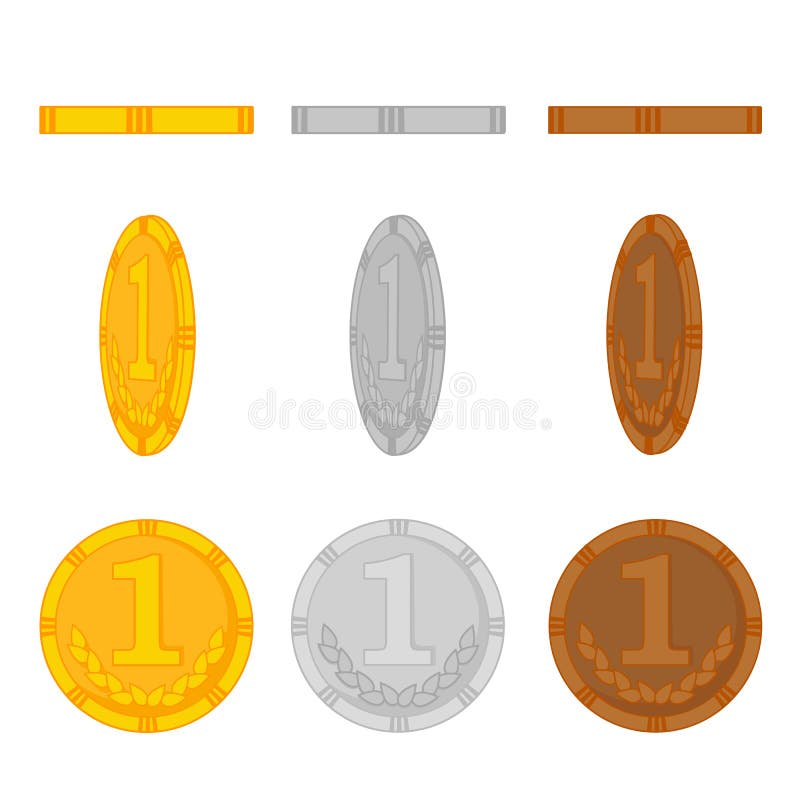 A Set of Different Gold, Silver and Copper Coins Stock Vector ...