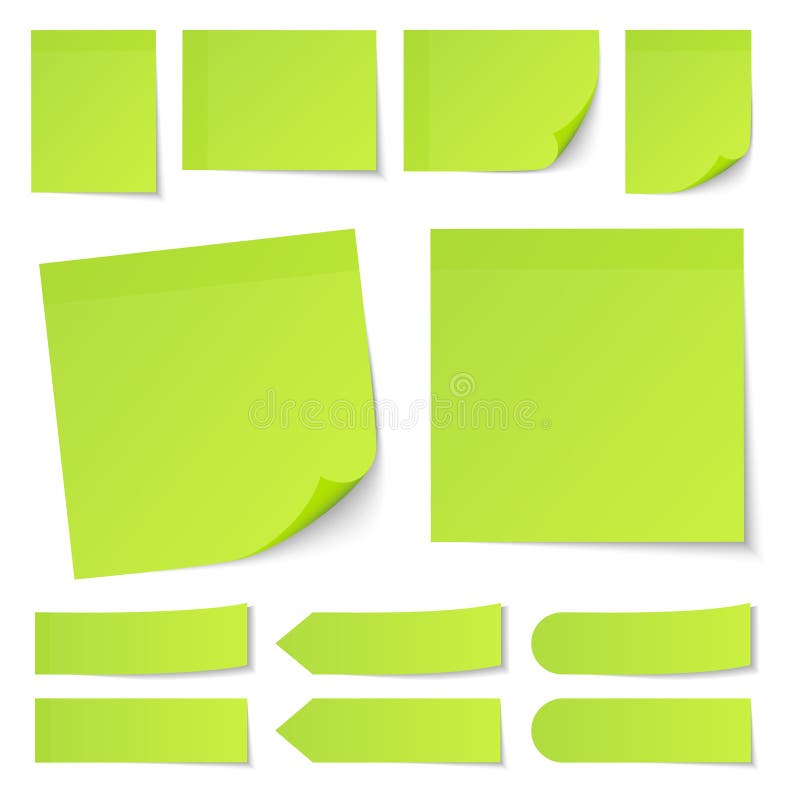 Set of Different Green Sticky Notes with Shadow Stock Vector ...