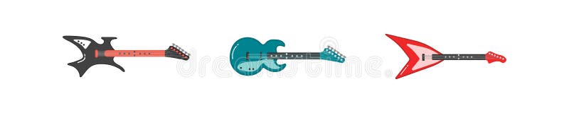 Set of Different Guitar. Collection String Musical Instruments. Stock ...