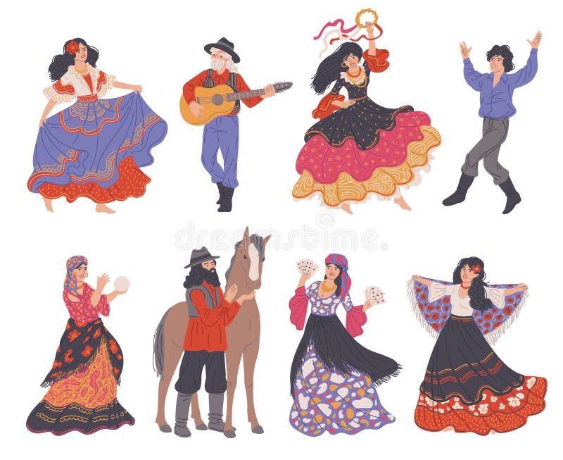 Set Of Different Gypsies Flat Style Vector Illustration Stock Illustration Illustration Of