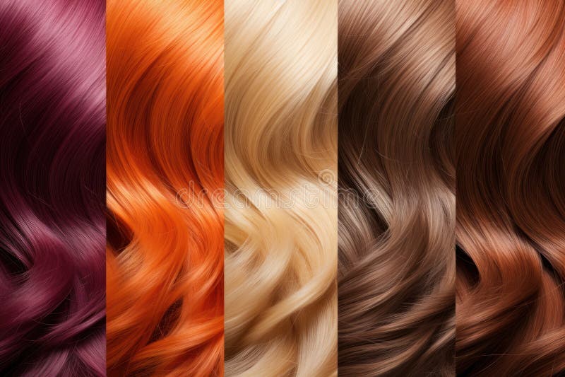 Set of Different Hair Colors Stock Photo - Image of generated ...