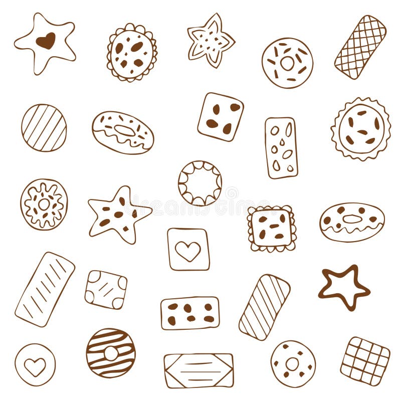 Set of Different Hand-Drawn Cookies, Vector Stock Vector - Illustration ...