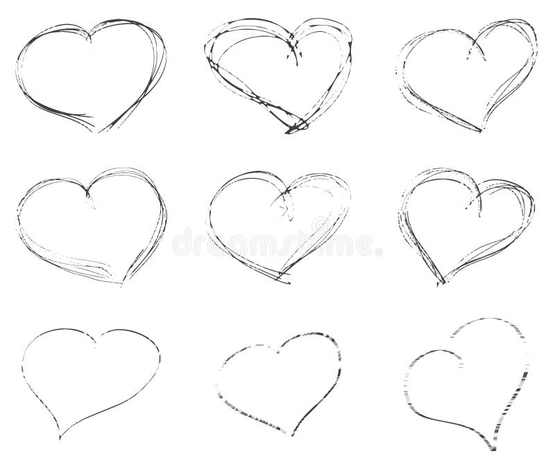 Set of Different Hand-drawn Hearts for Design Stock Vector ...