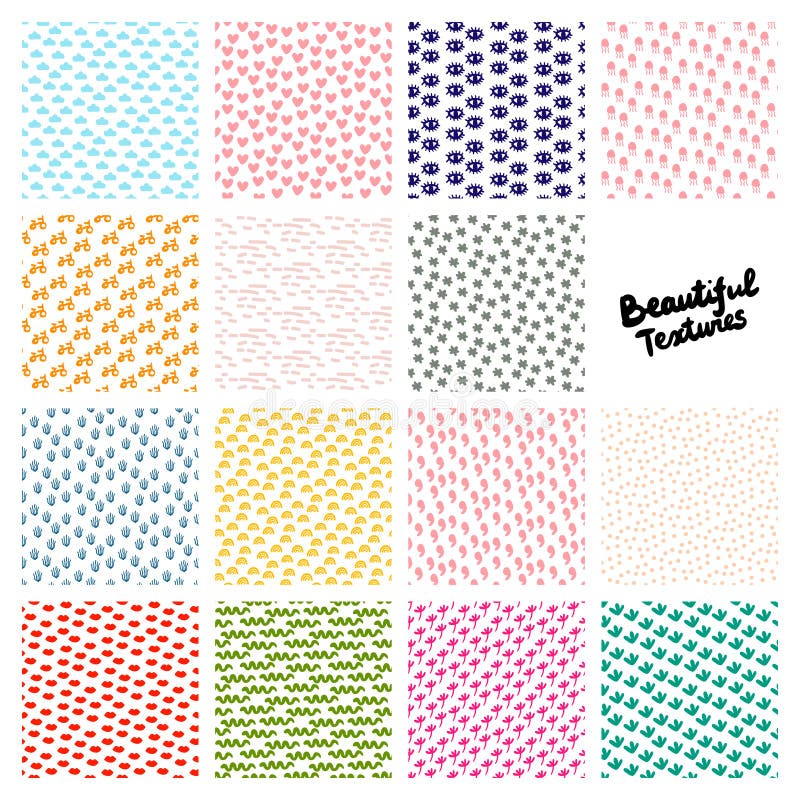 Set of Different Hand Drawn Patterns with Small Decorative Elements ...