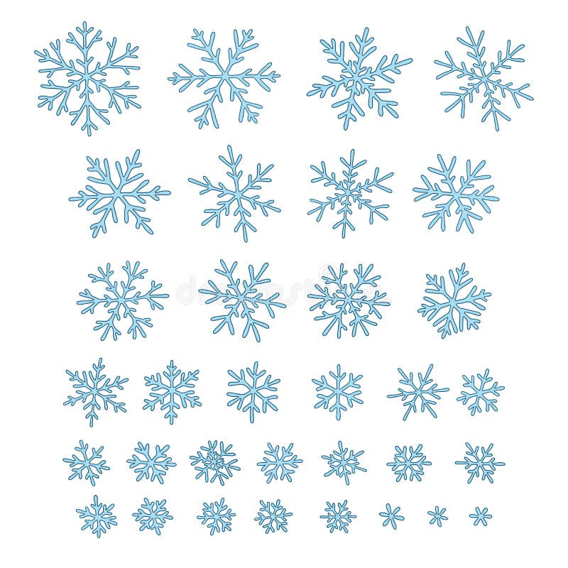 Set of Different Hand-drawn Snowflakes Stock Vector - Illustration of ...