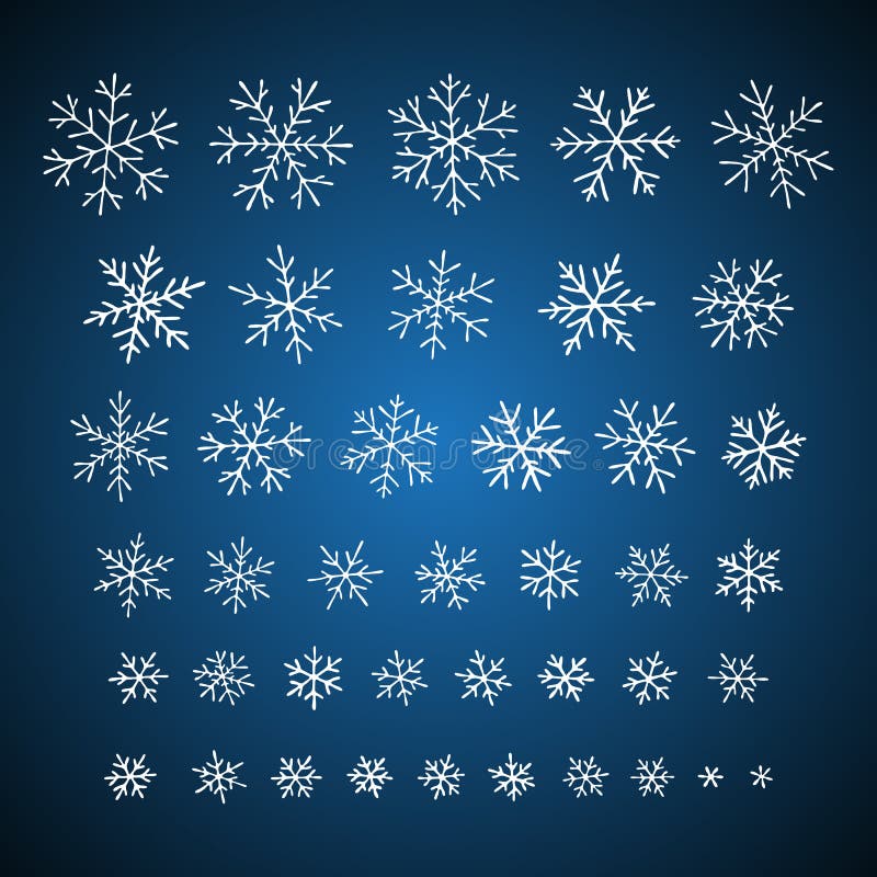 Set of Different Hand-drawn Snowflakes Stock Illustration ...