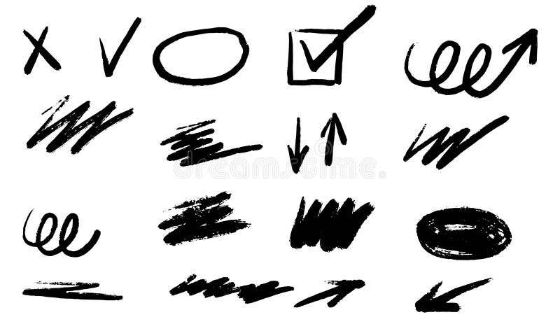 Set of Different Hand Drawn Vector Arrows Stock Vector - Illustration ...