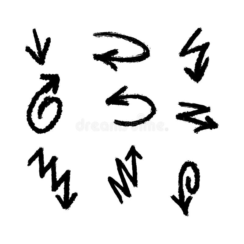 Set of Different Hand Drawn Vector Arrows Stock Vector - Illustration of single, line: 331163643