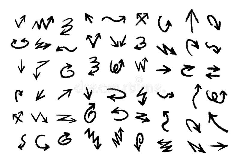 Set of Different Hand Drawn Vector Arrows Stock Vector - Illustration ...