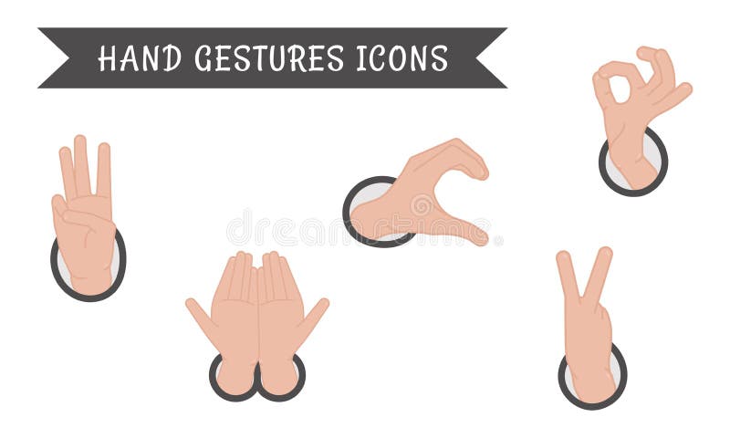 Set of Different Hand Gesture Icons Vector Stock Vector - Illustration ...