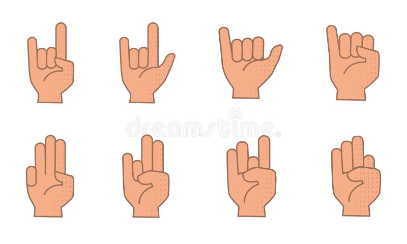 Set of Different Hand Gestures Icon Vector Stock Vector - Illustration ...