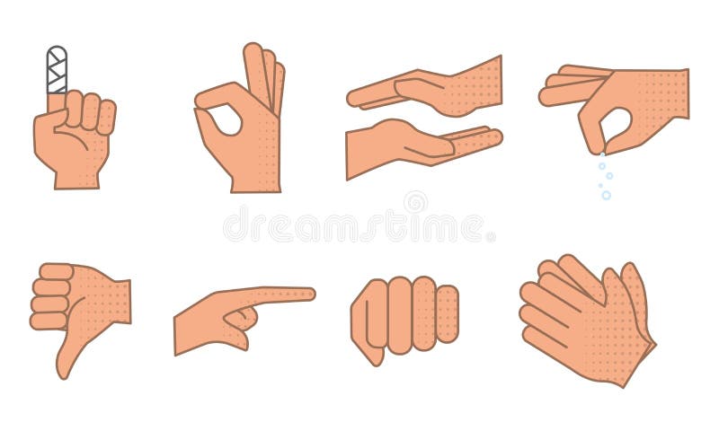 Set of Different Hand Gestures Icon Vector Stock Vector - Illustration ...