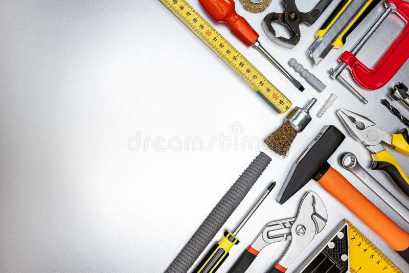 Set of Different Hand Tools for Construction and Renovation on Metal ...