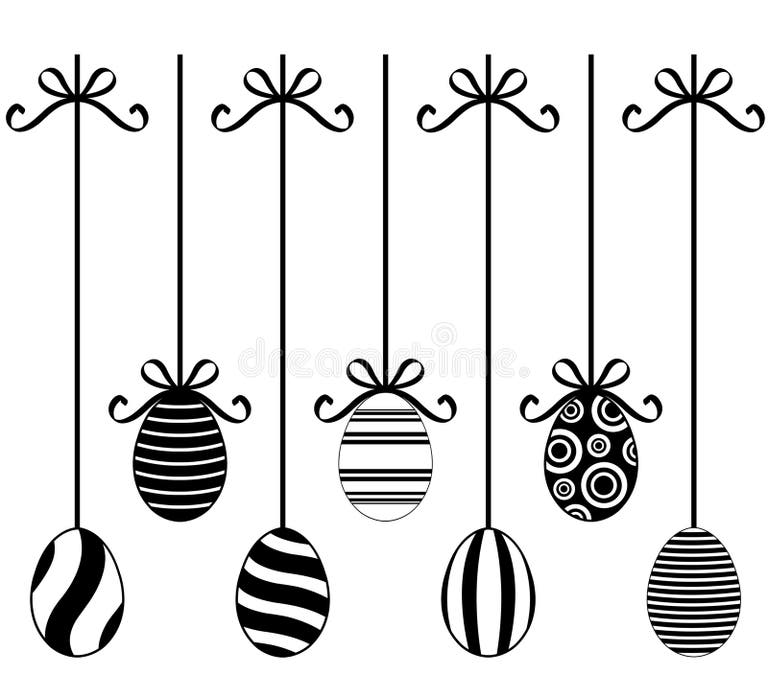Set of Different Hanging Easter Egg Decorations Stock Vector - Illustration of vector, hanging ...