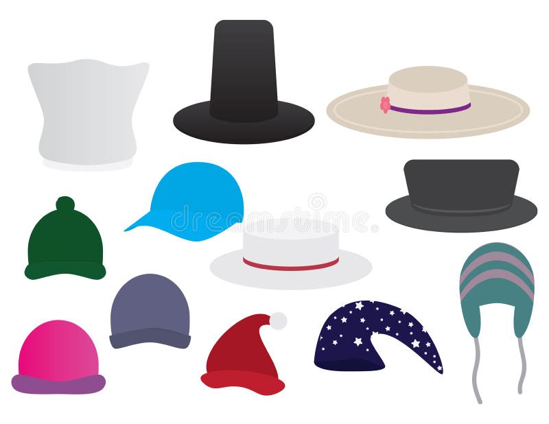 Set of Different Hats Illustrations on White Background Stock Vector ...