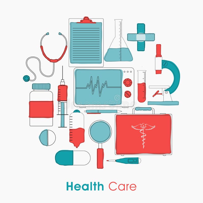 Set of Different Health Care Elements. Stock Illustration ...
