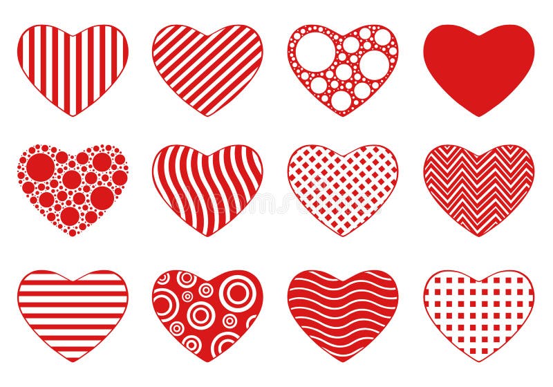 Set of different hearts stock vector. Illustration of valentine - 121394422