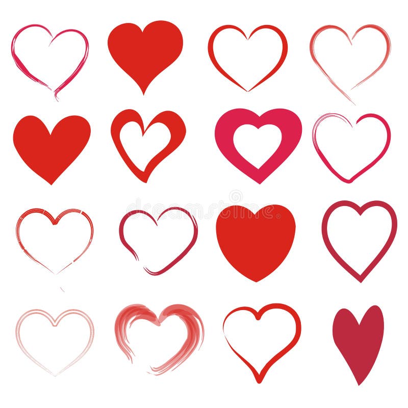 Set of 16 different hearts stock vector. Illustration of mothers - 45120221