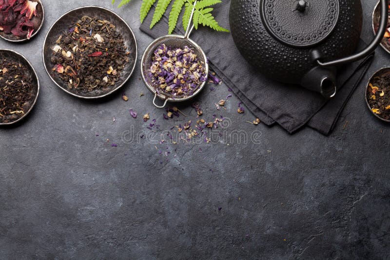 Set of Herbal and Fruit Dry Teas Stock Photo - Image of natural, black ...