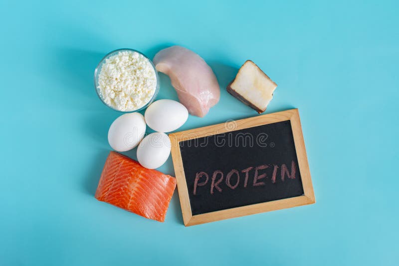 A Set of Different High-protein Foods on a Light Background with Stock ...