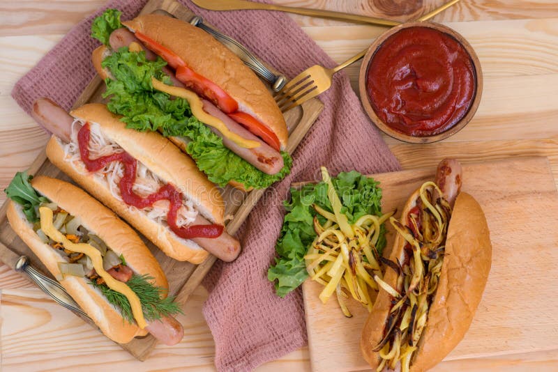 Set of Different Hot Dogs, Types of Hot Dogs. Stock Photo - Image of ...