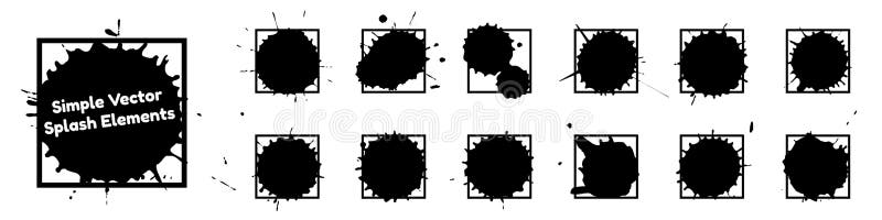 Set of Different Ink Splashes Over Black Border Frame - Vector ...