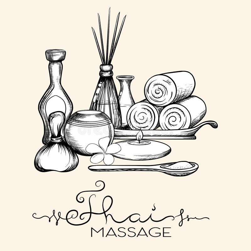 A Set Of Items For Thai Massage Stock Vector Illustration Stock