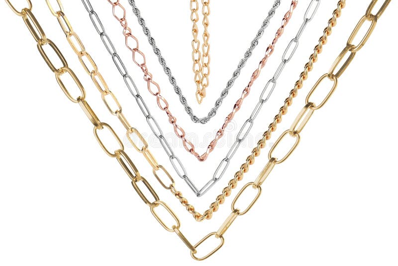 Set with Different Jewellery Chains Isolated on White Stock Image ...