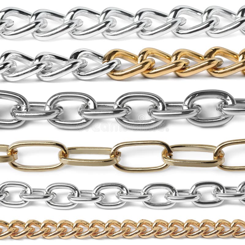 Set of Different Jewellery Chains Isolated on White Stock Illustration ...