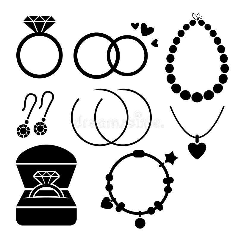 Set of Different Jewelry Icons. Stock Vector - Illustration of bangle ...
