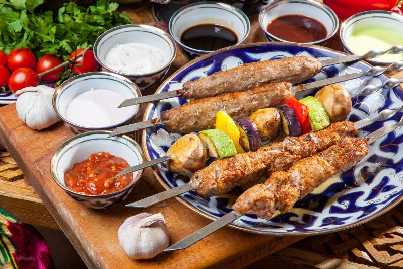 Set of different kebabs stock image. Image of lamb, dishes - 71689269