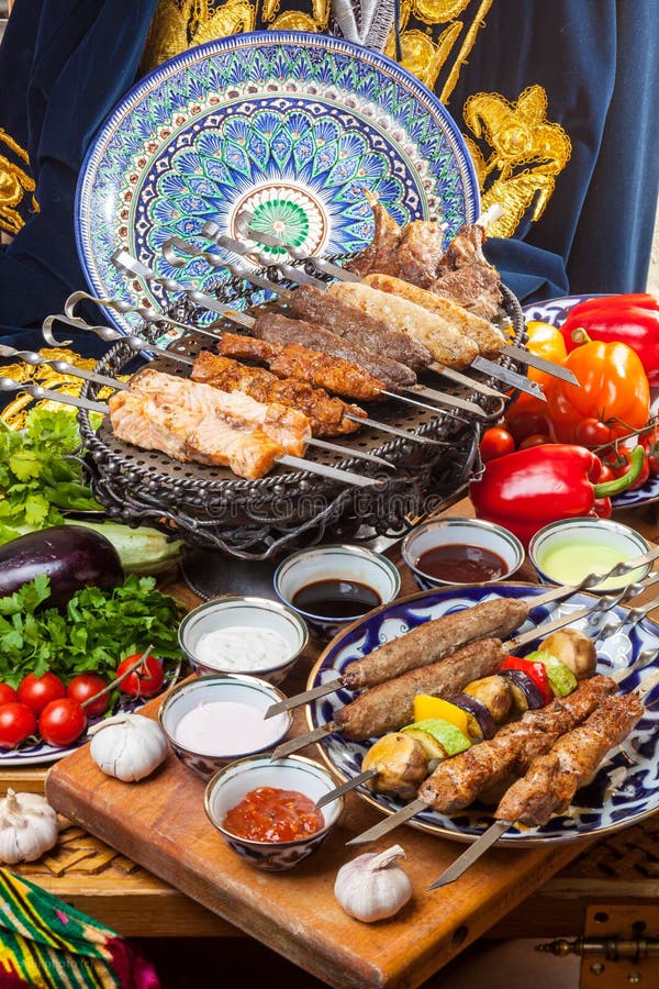 Set of different kebabs stock image. Image of cartoon - 71689293