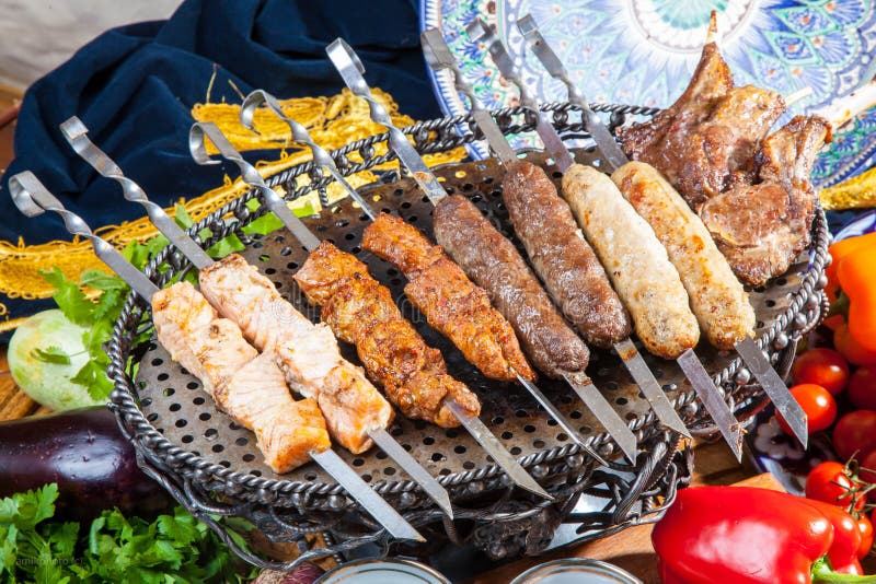 Set of different kebabs stock photo. Image of barbecue - 71689674