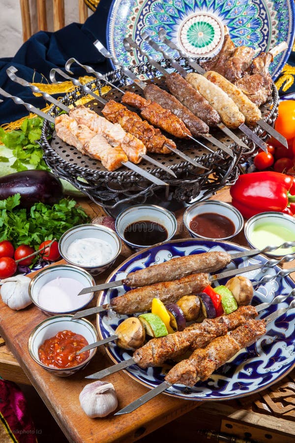 Set of different kebabs stock photo. Image of beans, dinner - 71690766