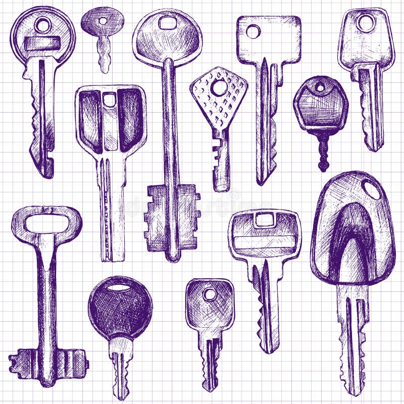 Set of different keys stock vector. Illustration of design - 54924539