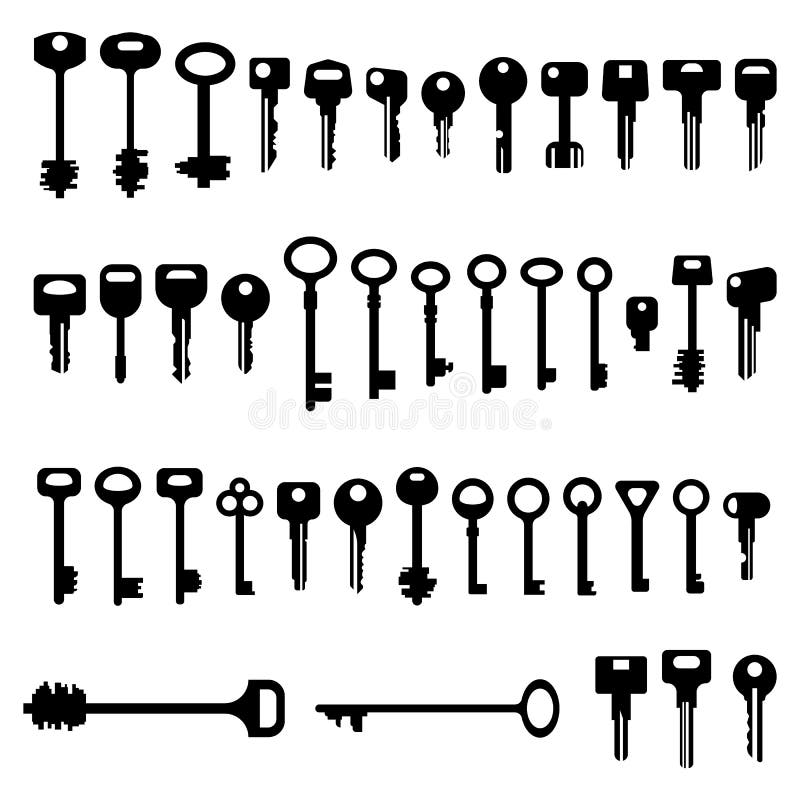 Set of Different Keys Vector Illustration on a White Isolated ...