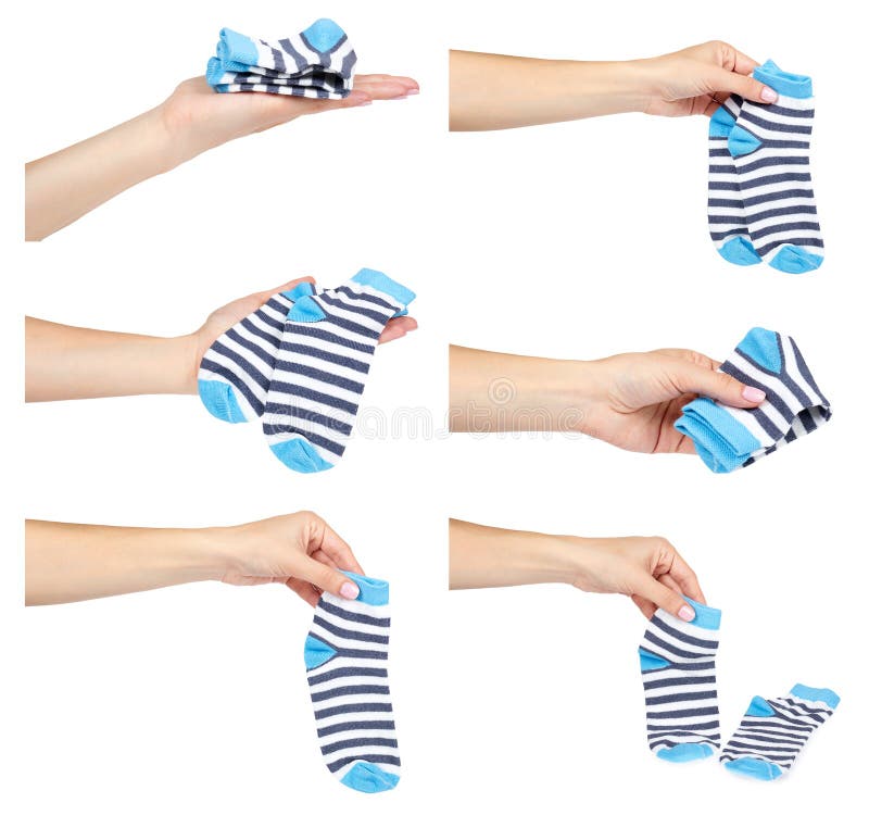 Set of Different Kid Cotton Socks with Hand, Striped Texture. Isolated ...