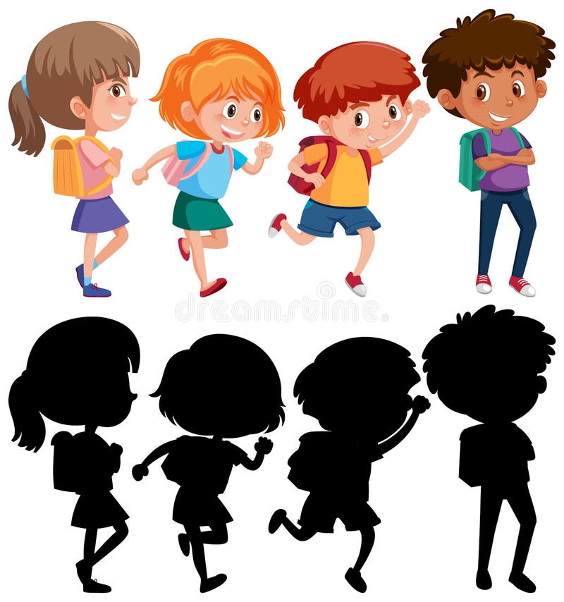 Set of Different Kids Cartoon Character Stock Vector - Illustration of ...