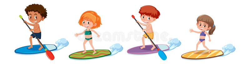Set of Different Kids Cartoon Character in Summer Theme Stock Vector ...